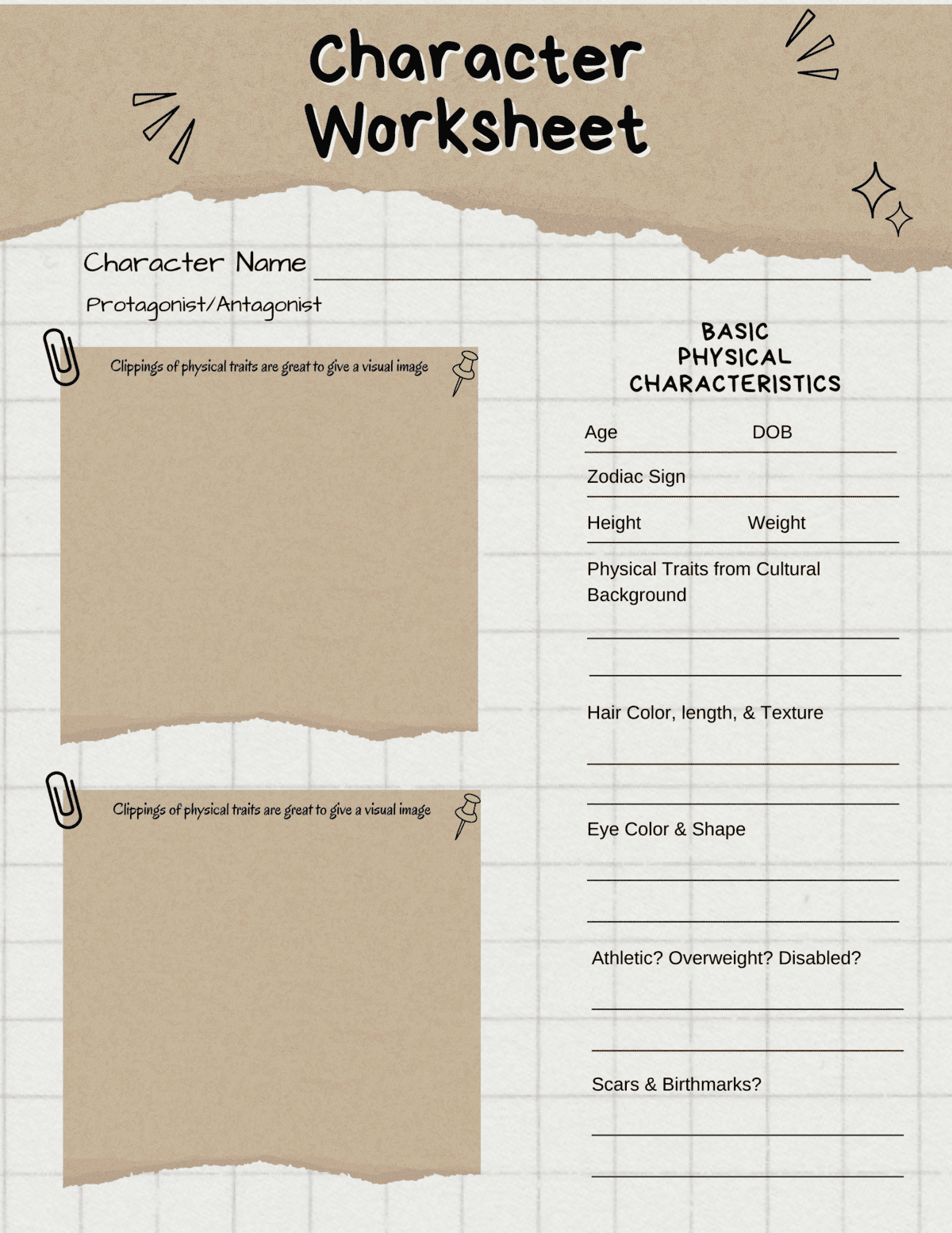 Character Creation Worksheet - Amy Stewart Bell, Author