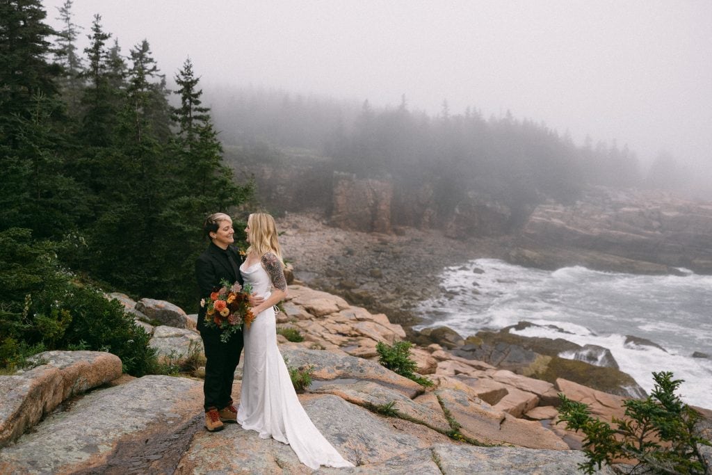 Sara & Vanessa's Foggy Coastal Maine Elopement | Bridget Stephenson ...