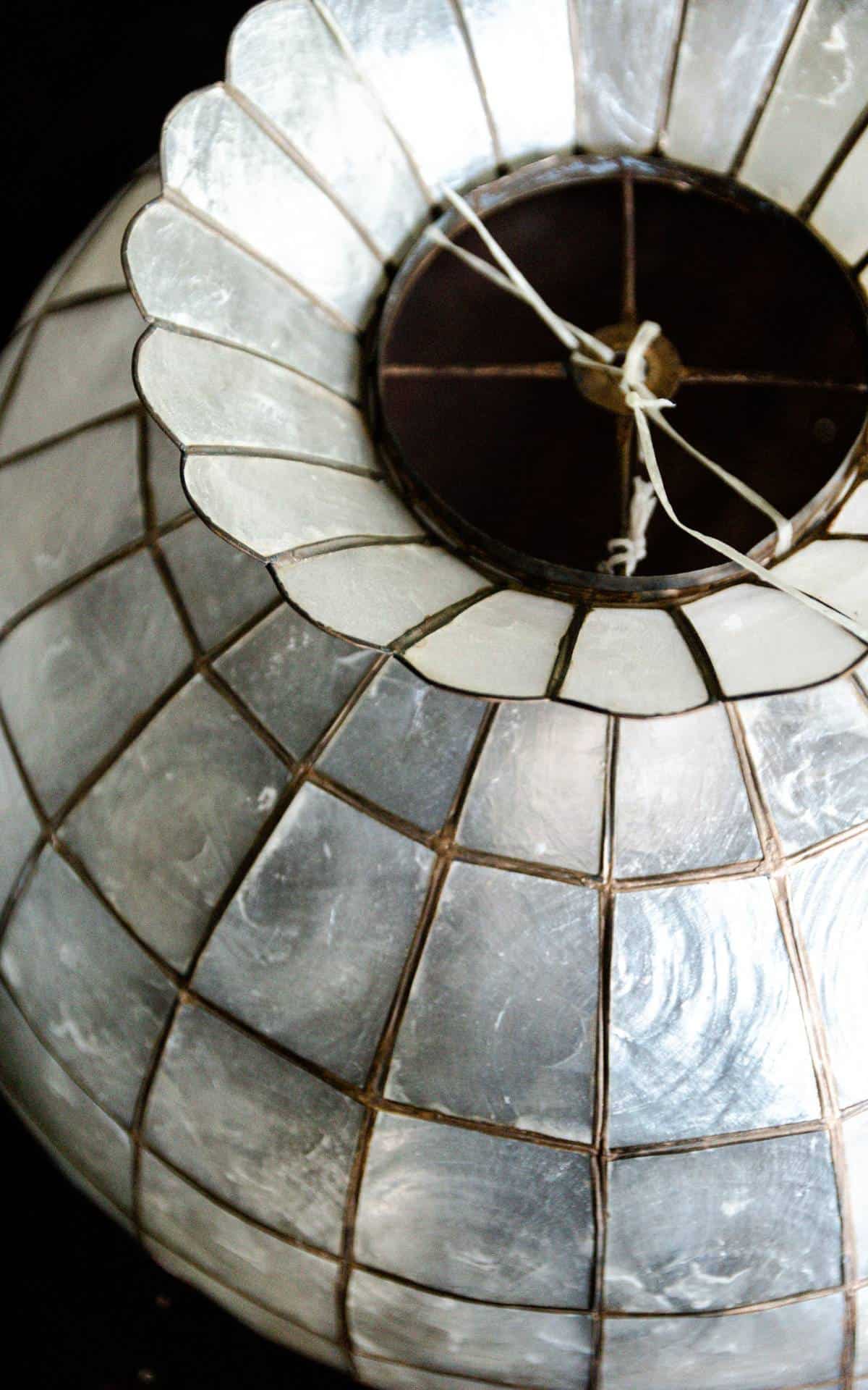 Vintage Capiz Shell Lampshade Turned Hanging Light — Capturing Wonderland