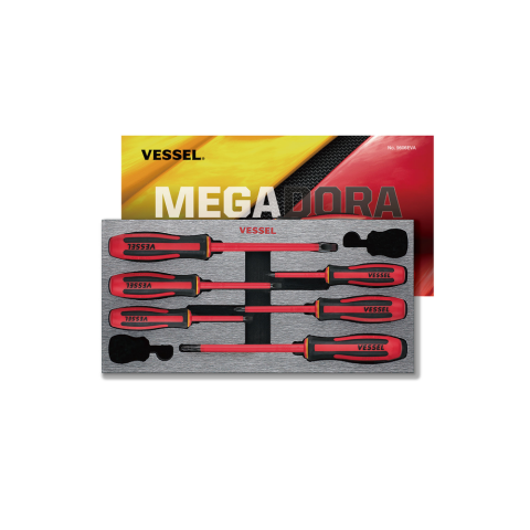 VESSEL Megadora Insulated Screwdriver 6 Piece Set For Slotted And ...
