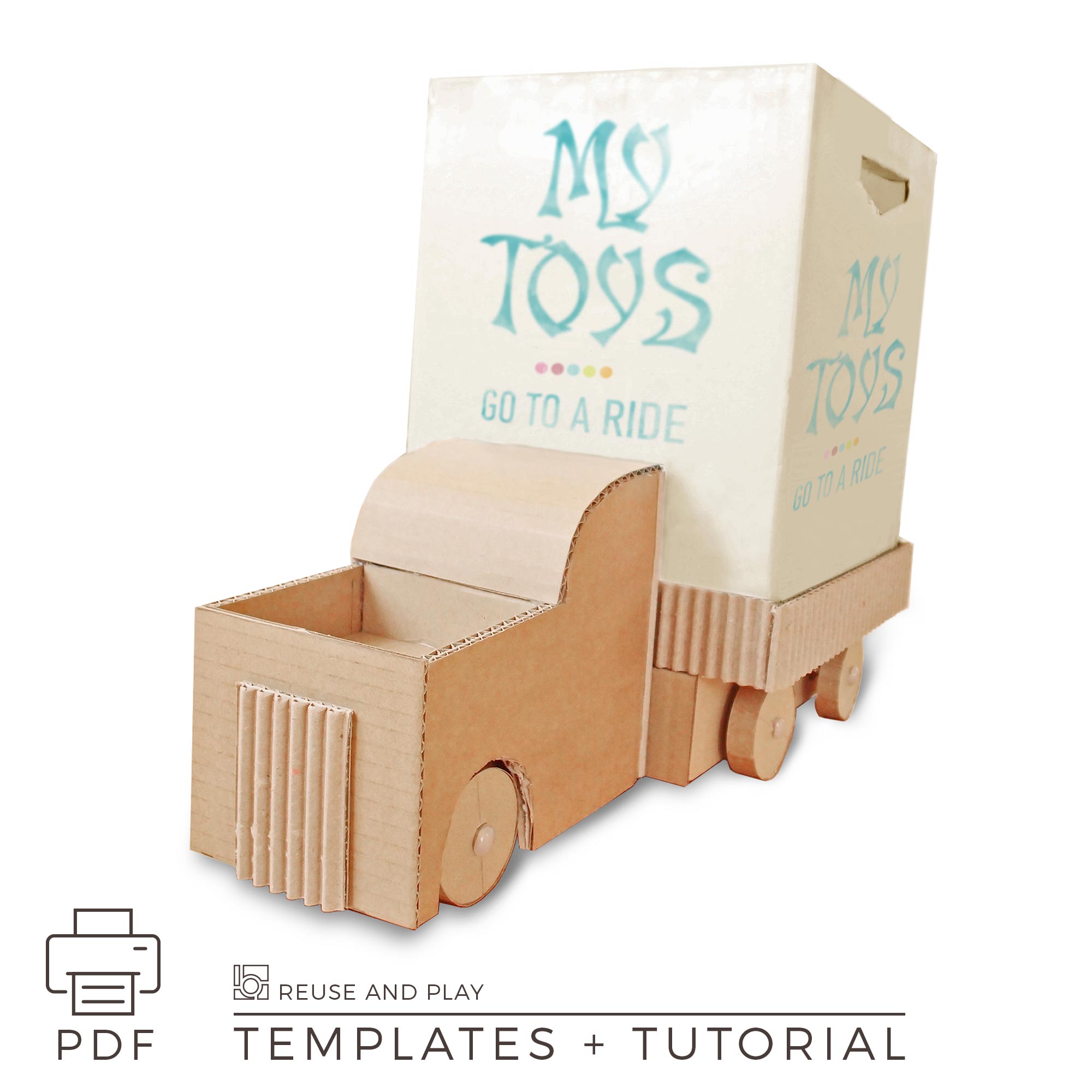 Cardboard Truck DIY Toy Car Organizer Printable PDF Pattern