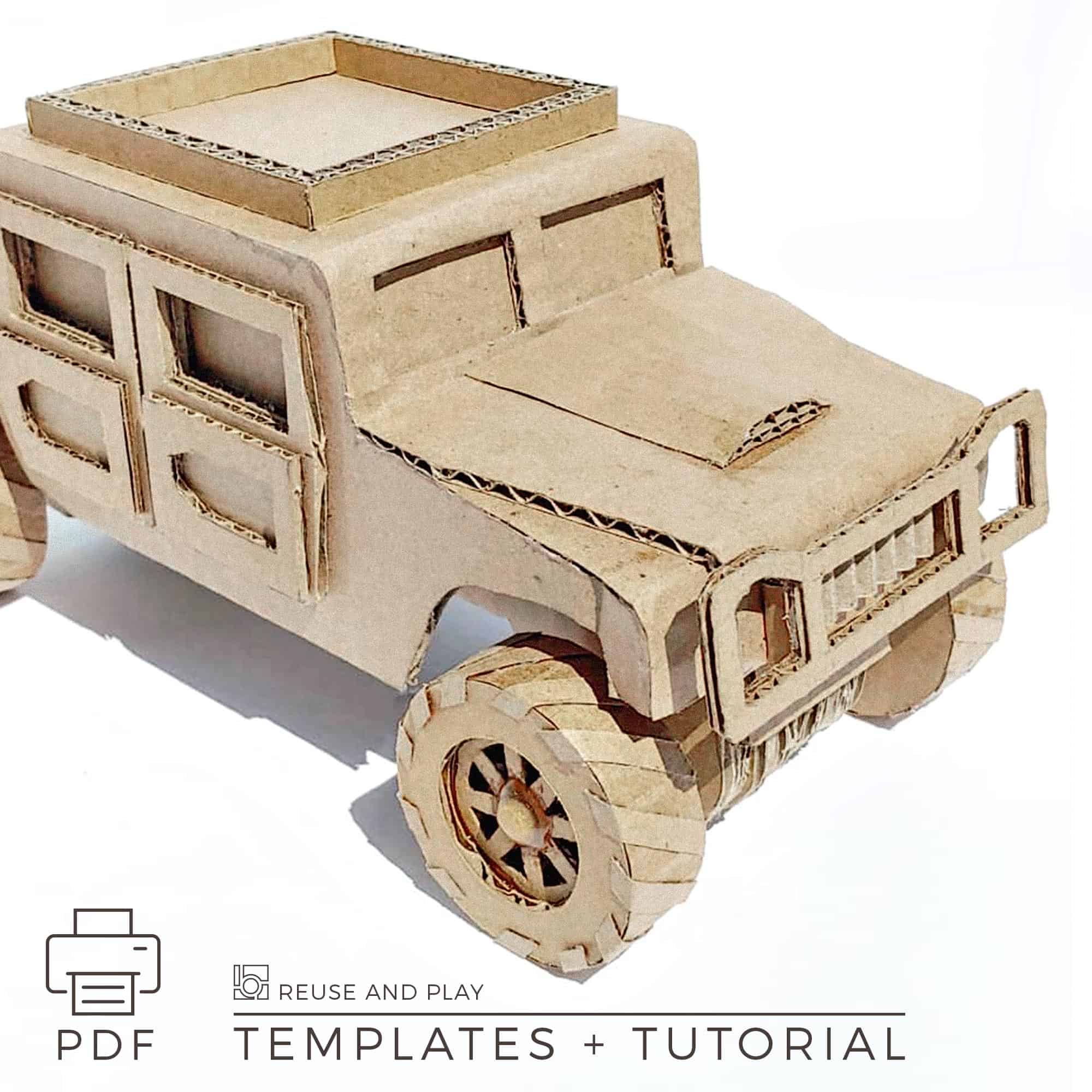 Humvee Truck Toy Car Model Template | Reuse and Play