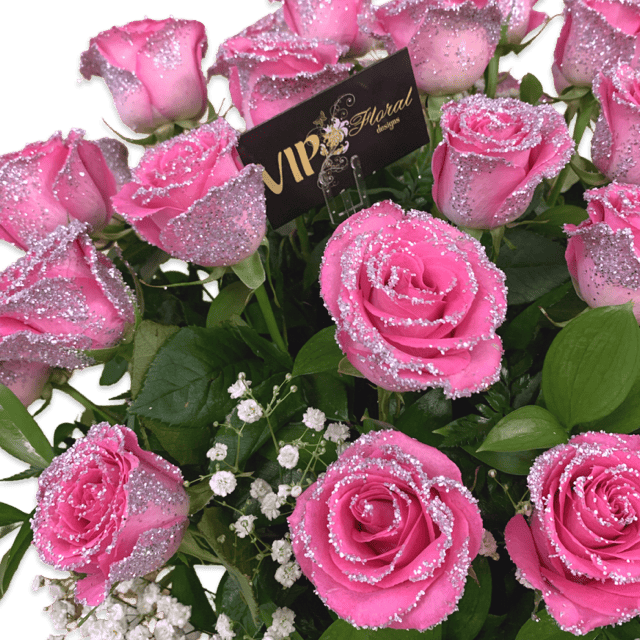 Pink Glitter Roses Bouquet - VIP Floral – Las Vegas Florist & Flowers ...
