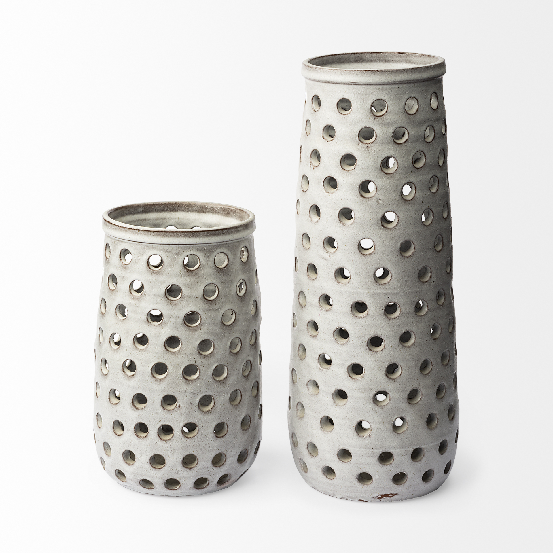 Canasta Large Rustic White Ceramic Decorative Vase - Cave Supplies