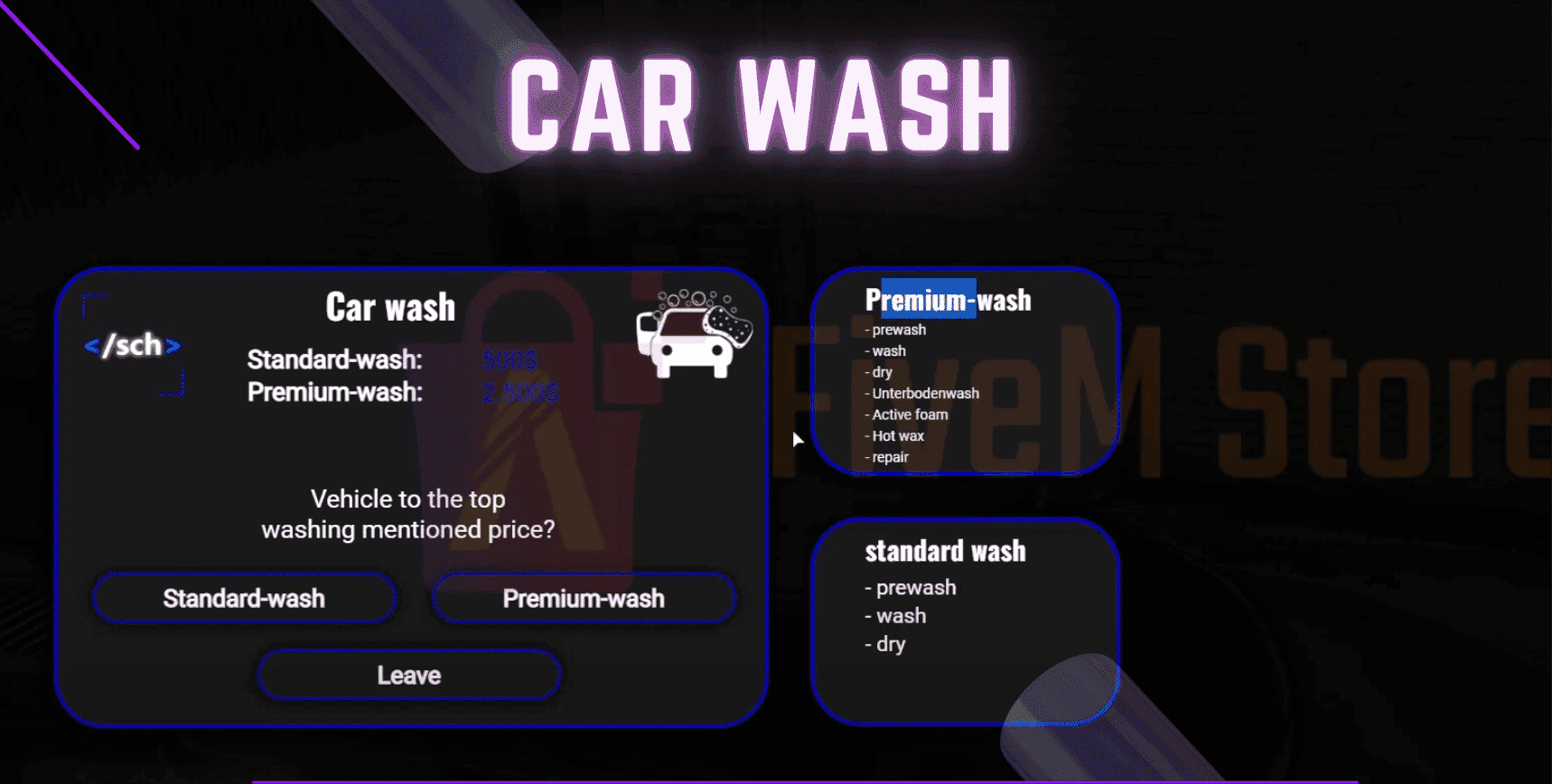 esx car wash fivem - FiveM Store
