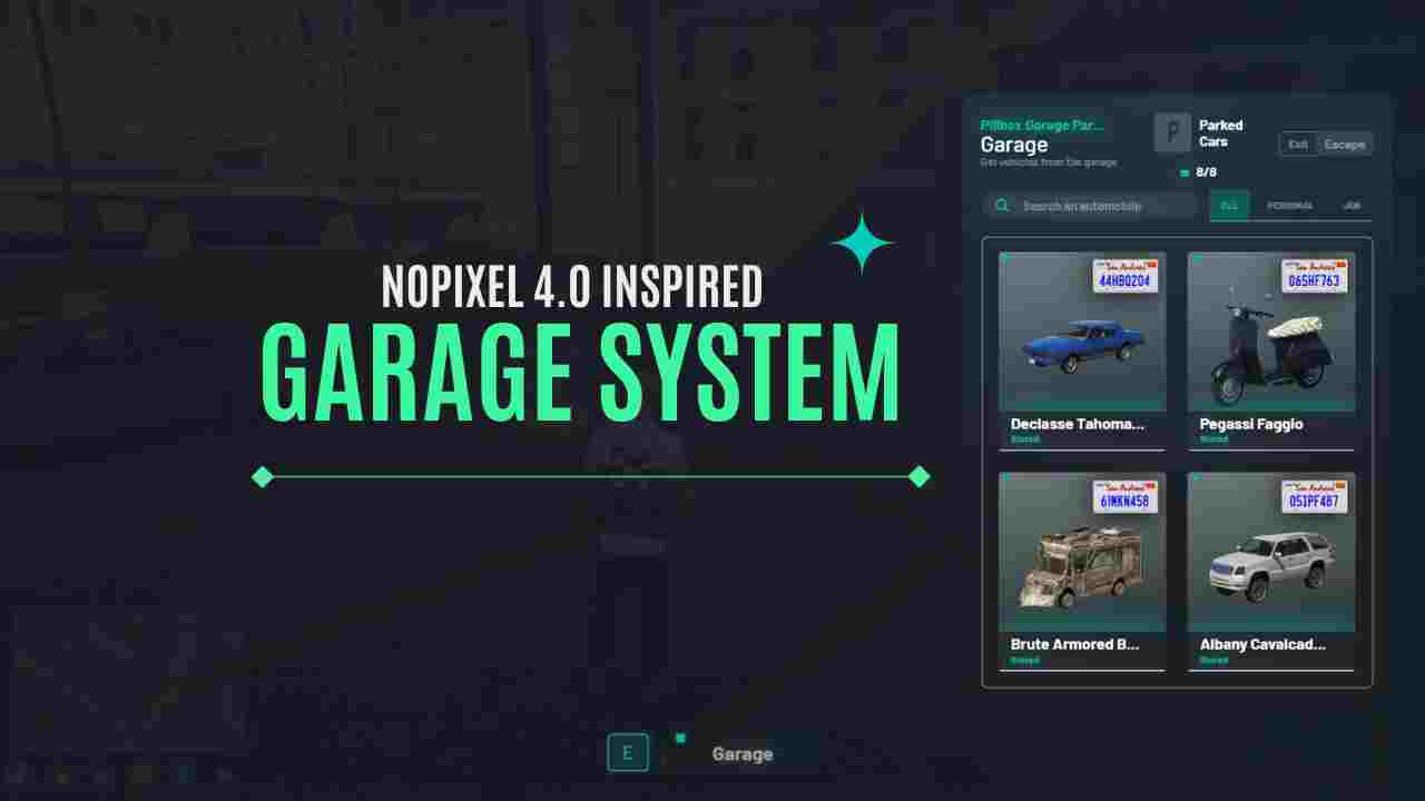 Fivem nopixel garage 4.0 script - FiveM Store