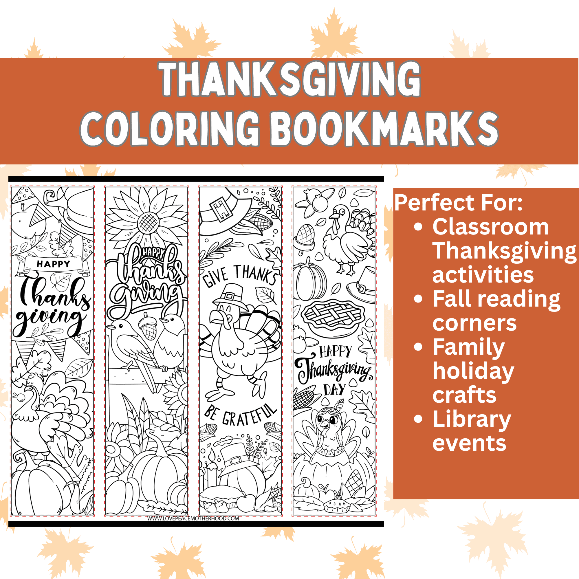 Thanksgiving Bookmarks - Love Peace Motherhood