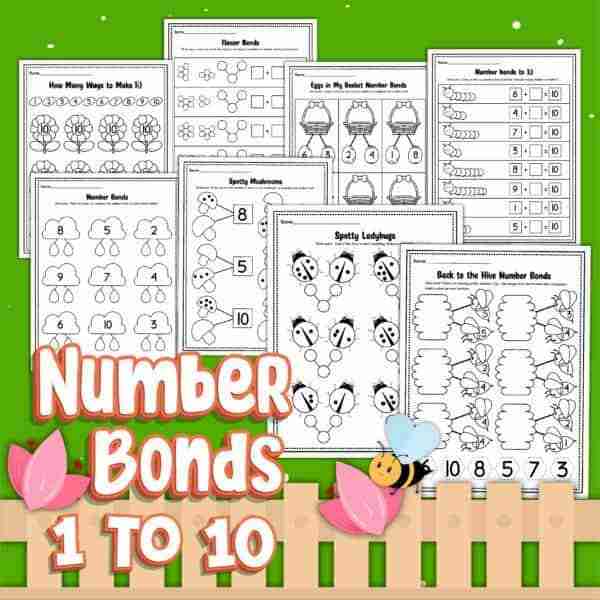 Number Bonds Math Practice Pages - Love Peace Motherhood
