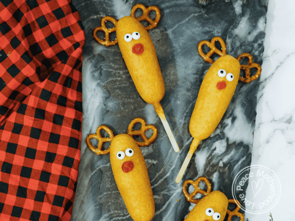 Easy Christmas Snack for Kids: Rudolph Corn Dogs - Love Peace Motherhood