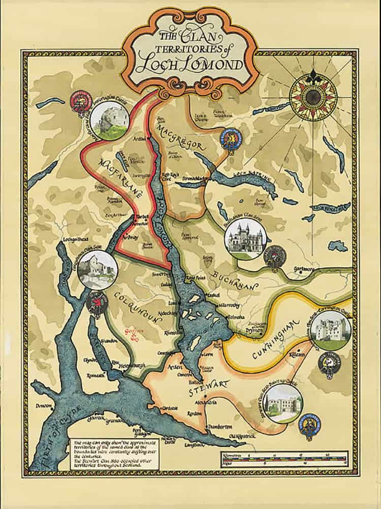 Clan Map of Loch Lomond (Unframed) ⋆ INTERNATIONAL CLAN MACFARLANE SOCIETY