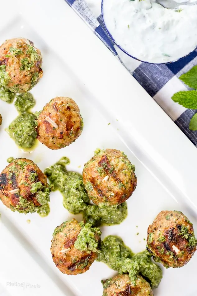 Greek Turkey Meatballs with Cucumber Mint Sauce - Plating Pixels