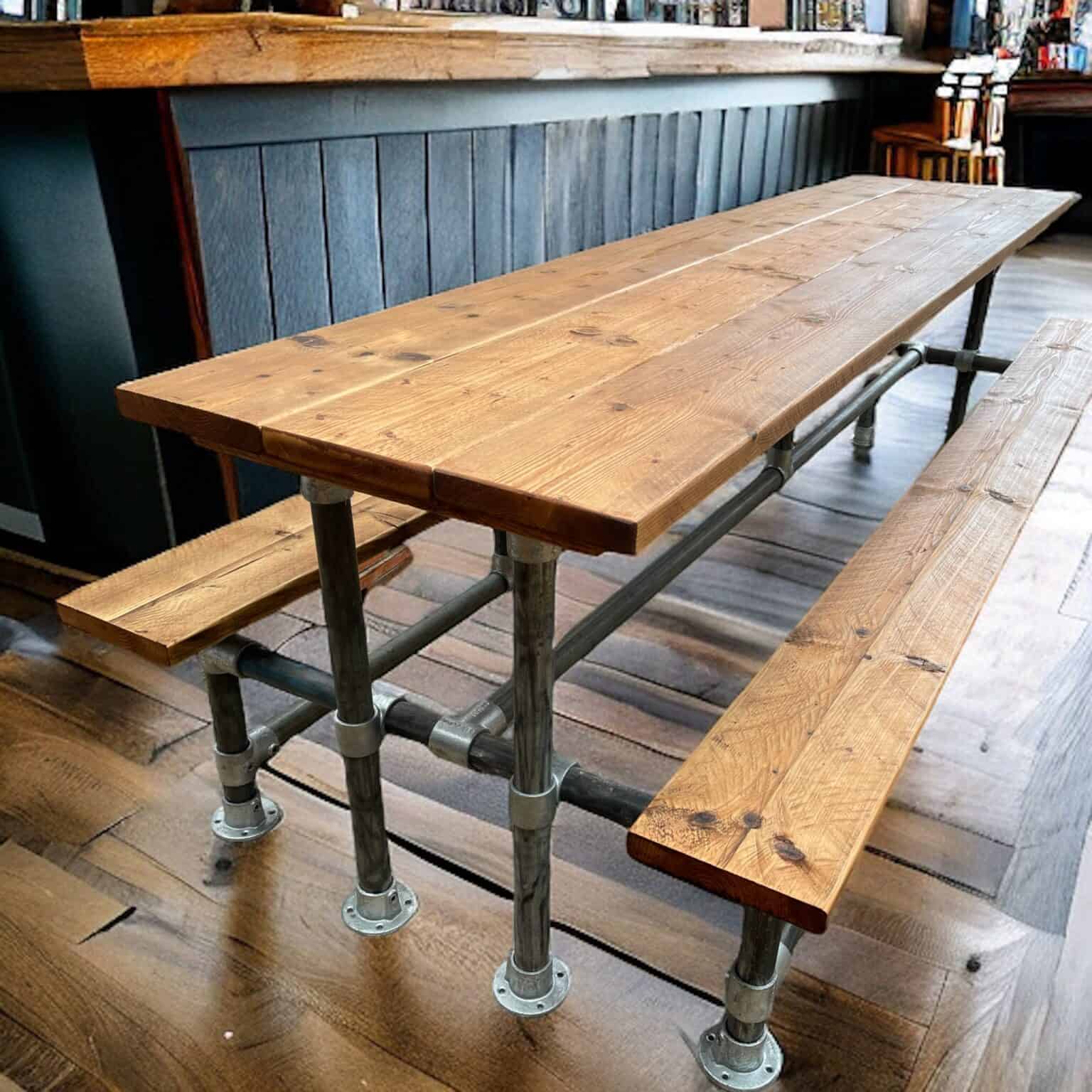 Industrial Pub Table And Integrated Benches | THE HAYES - Robert Rose ...