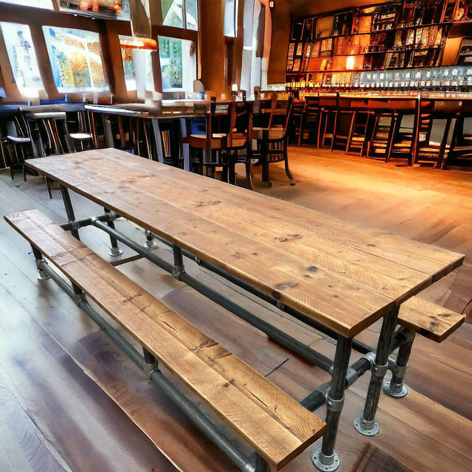 Industrial Pub Table And Integrated Benches | THE HAYES - Robert Rose ...