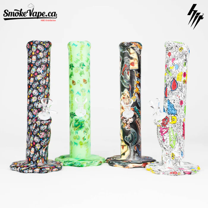 HIT Art Silicone 10" Tube Water Pipe with Glass bowl - Assorted Designs ...
