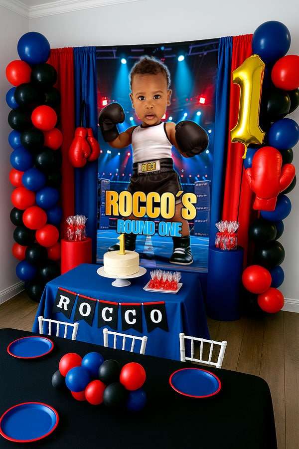 First Round! Boxing-Themed First Birthday Party