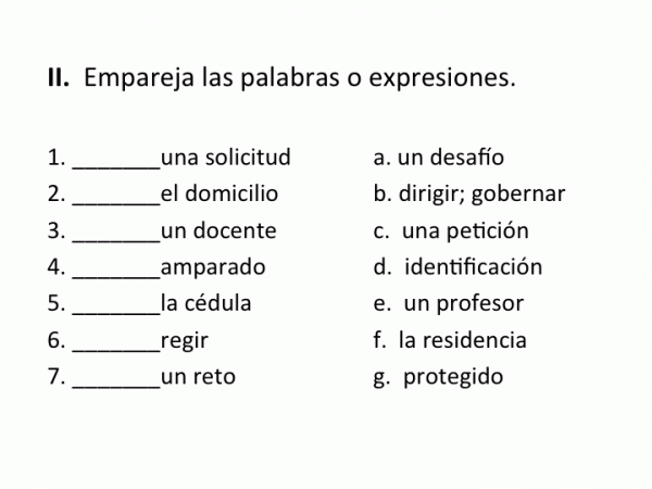 AP Spanish Vocabulary Practice for Triángulo Aprobado: La vida ...