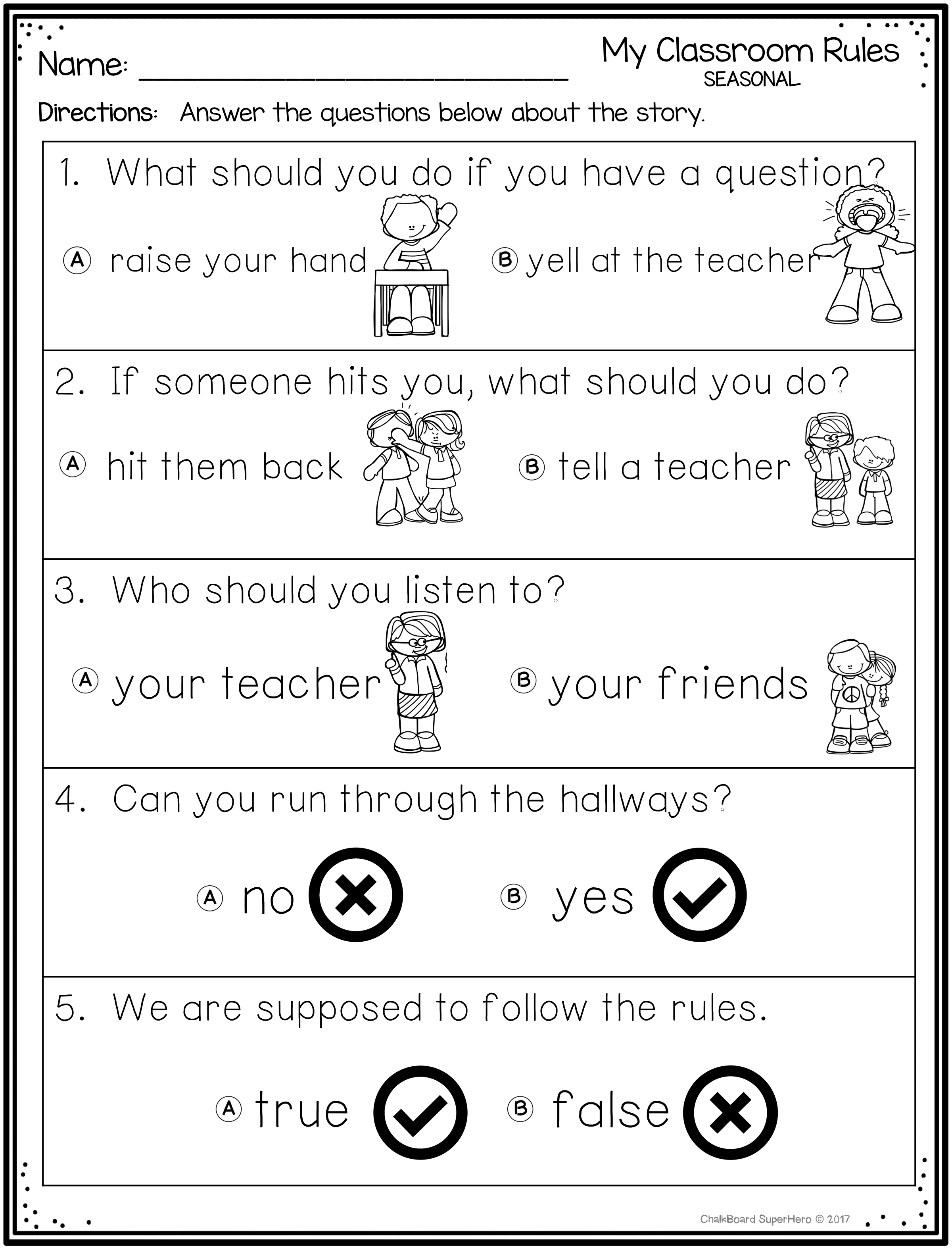 Adapted Book Unit: My Classroom Rules (Print and Digital) - Chalkboard ...
