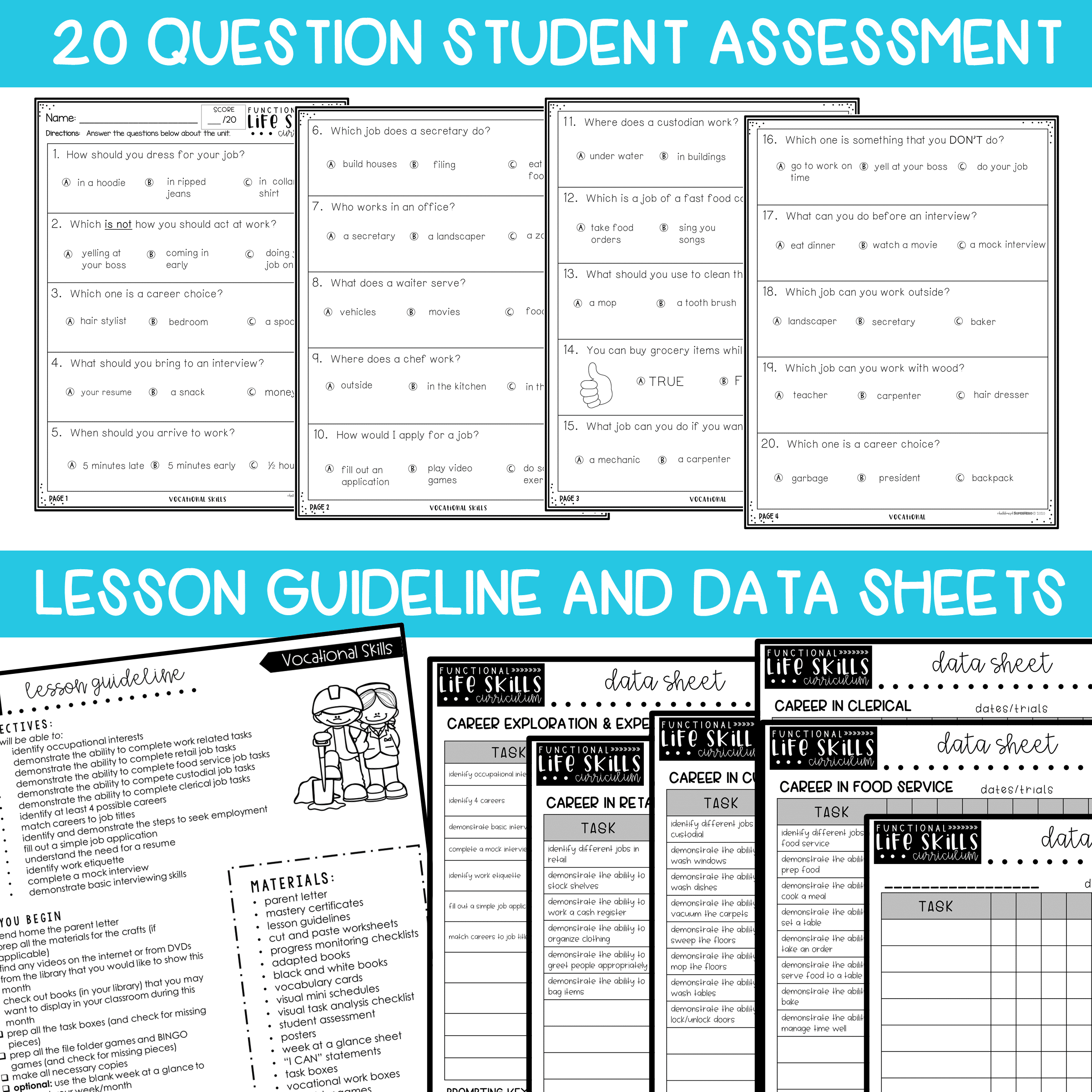 Functional Life Skills Curriculum {Vocational Skills} Printable ...