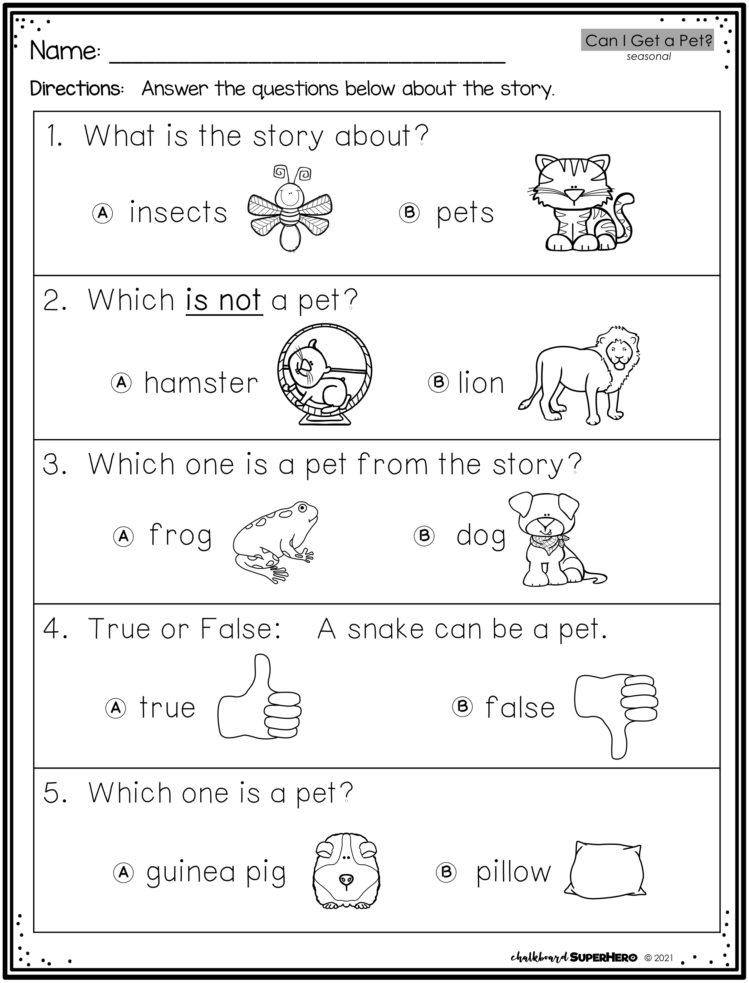 Adapted Book Unit: Can I Get a Pet? (print & digital) - Chalkboard ...