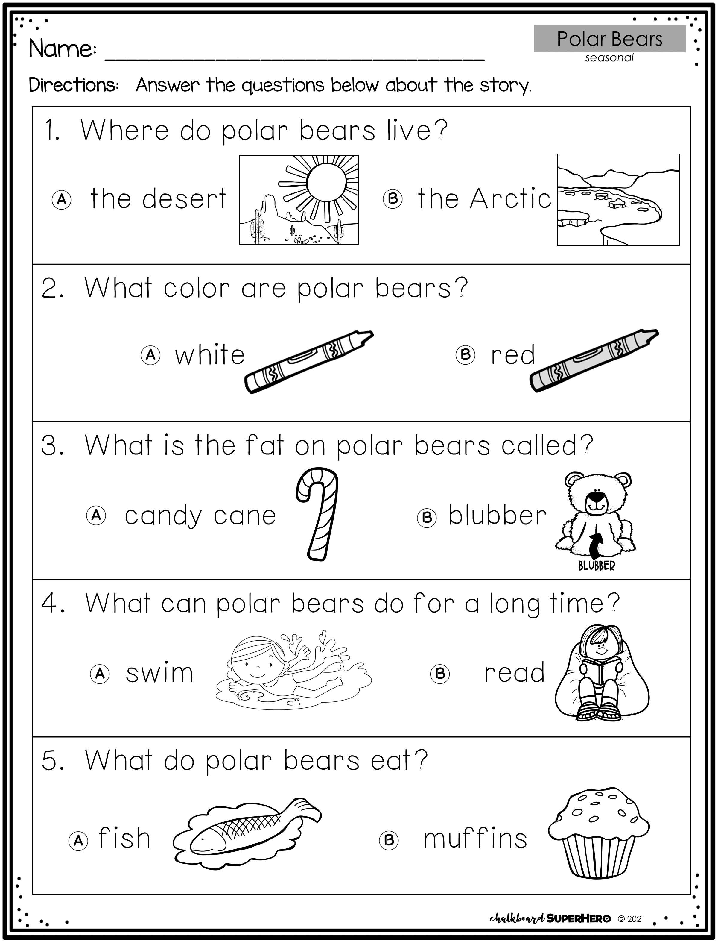 Adapted Book Unit: Polar Bears (Printable and Digital) - Chalkboard ...