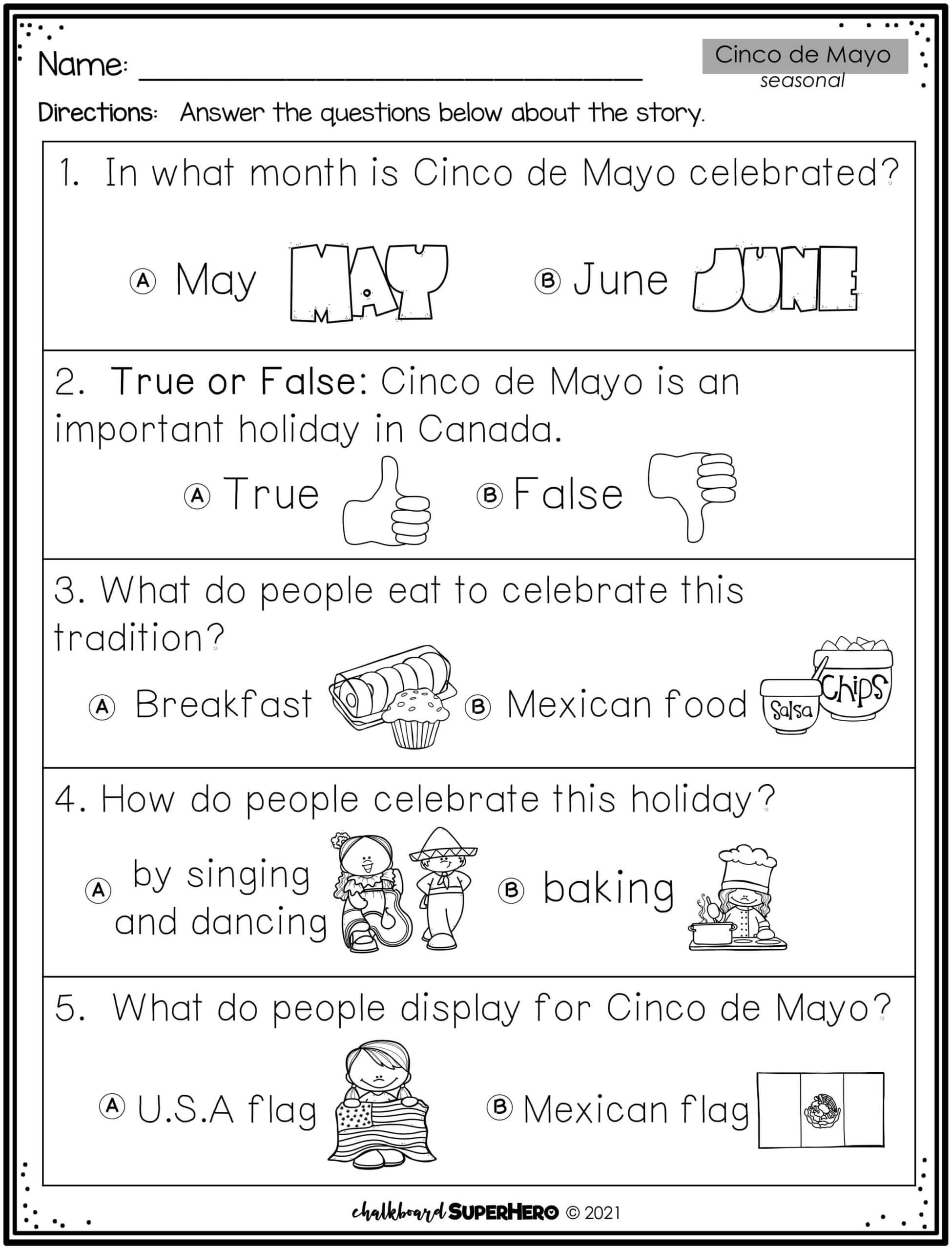 Adapted Book Unit: Cinco de Mayo (Printable and Digital) - Chalkboard ...