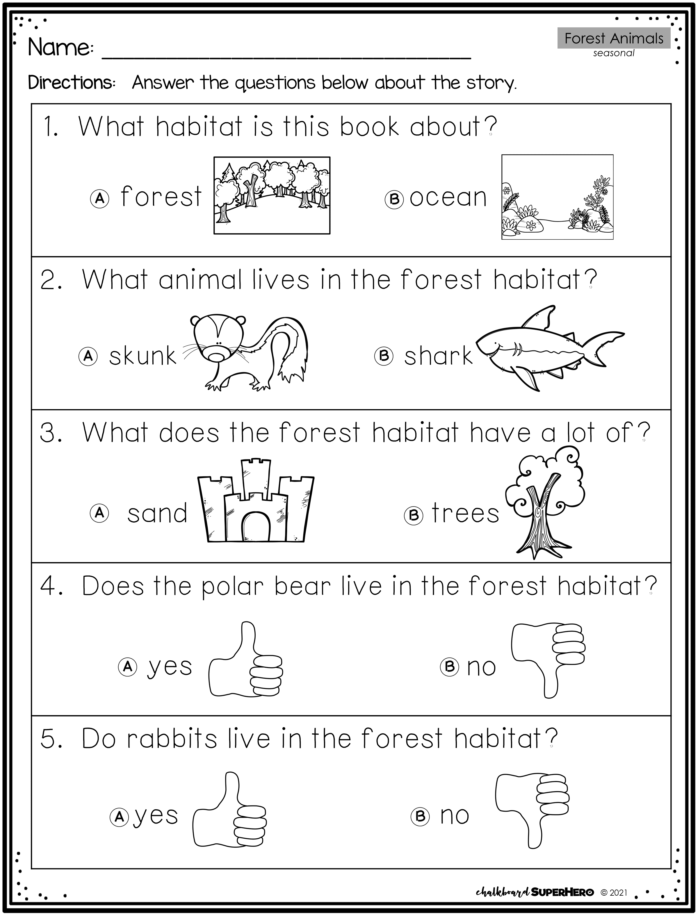 Adapted Book Unit: Forest Animals (Printable and Digital) - Chalkboard ...