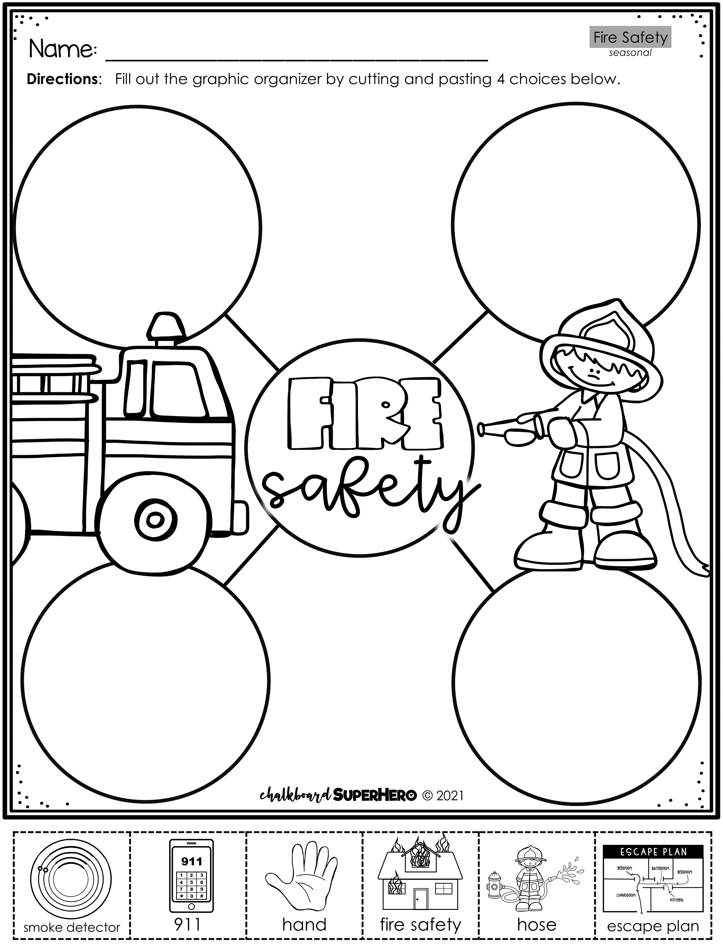 Adapted Book Unit: Fire Safety (Printable & Digital) - Chalkboard Superhero