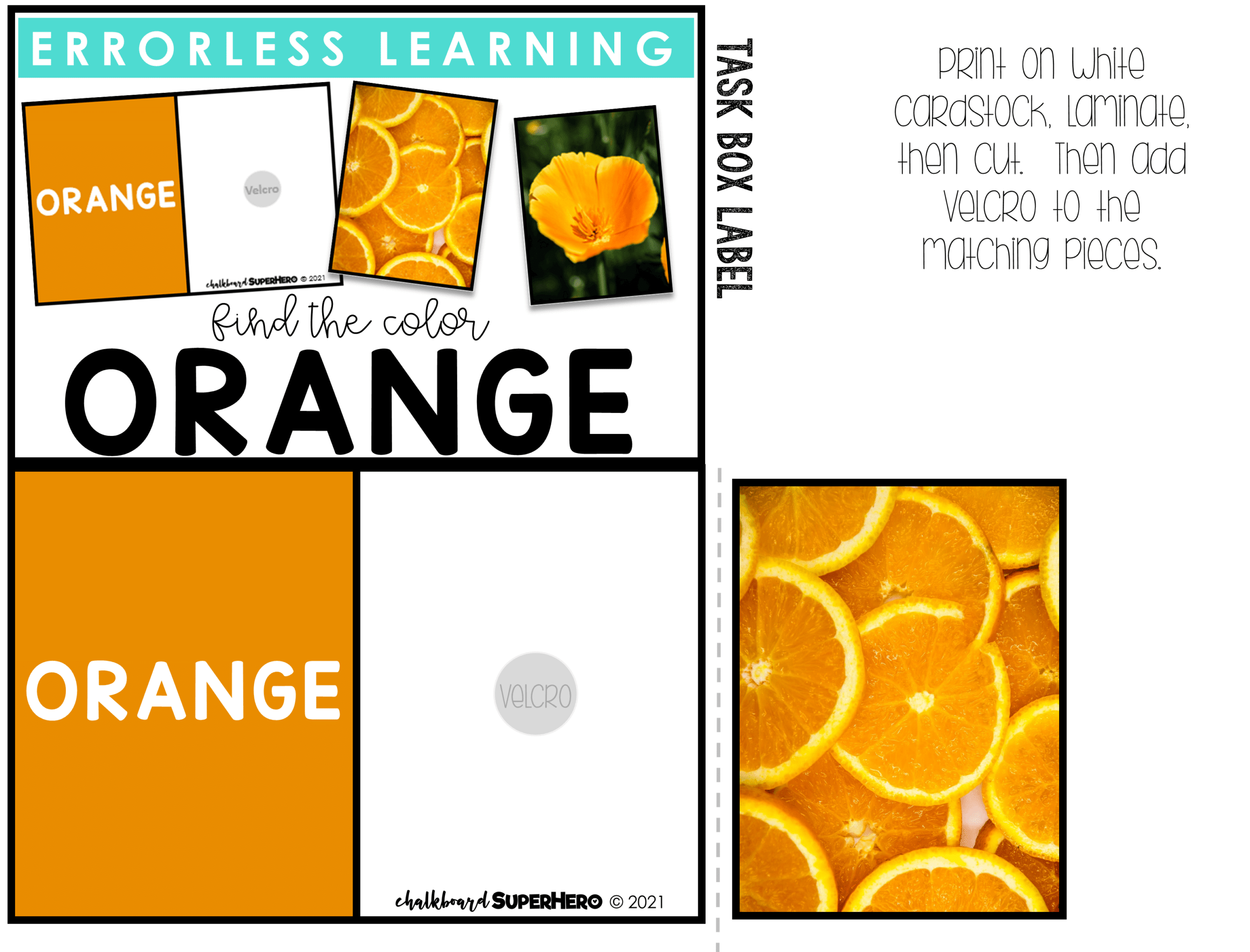 Errorless Color Task Boxes {12 colors} - Chalkboard Superhero