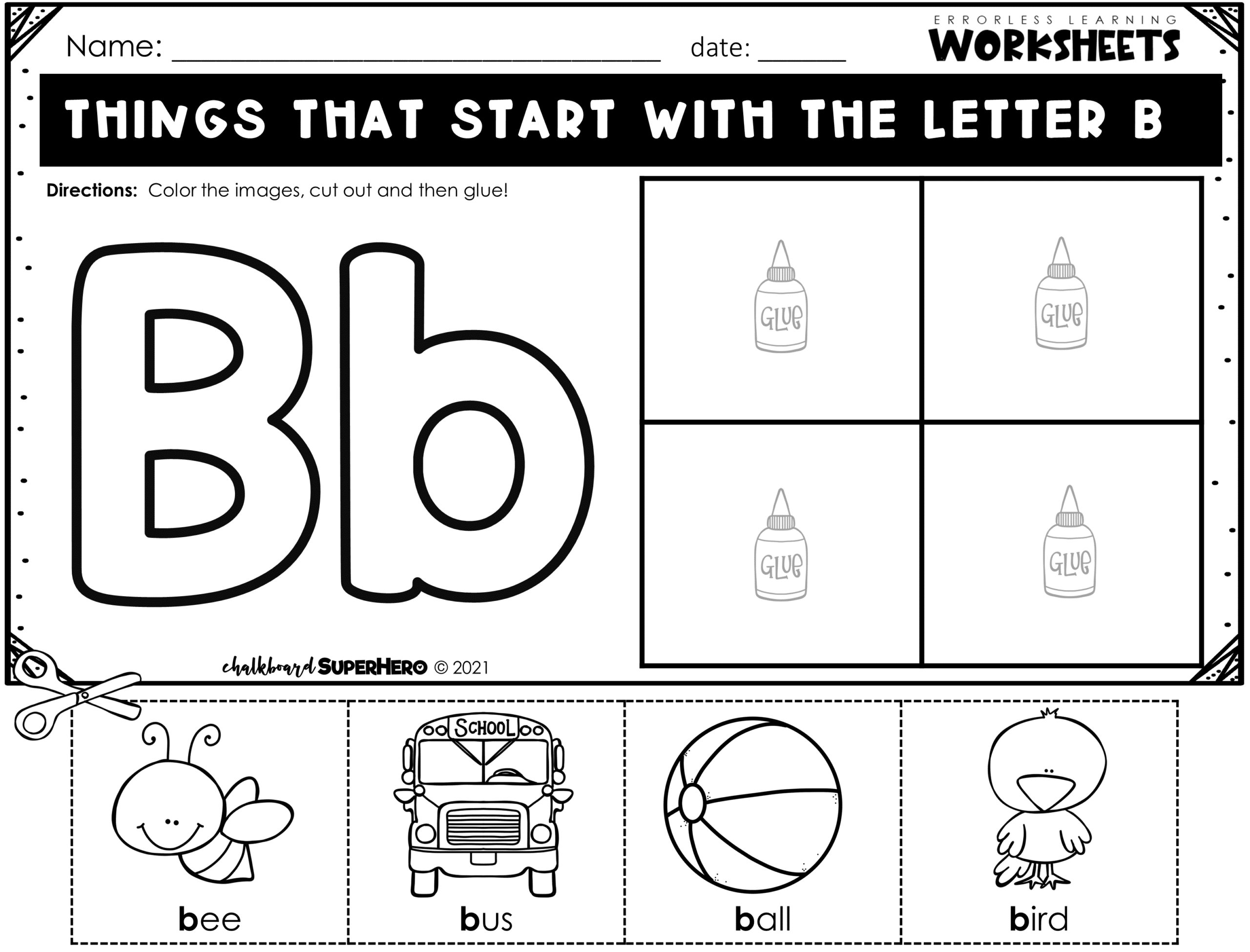 Errorless Worksheets: Alphabet - Chalkboard Superhero