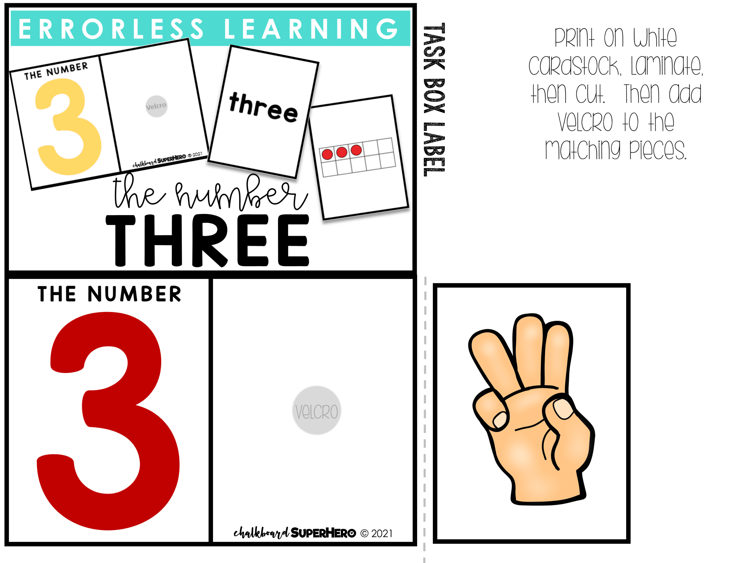 Errorless Number 0-10 Task Boxes {11 task boxes} - Chalkboard Superhero