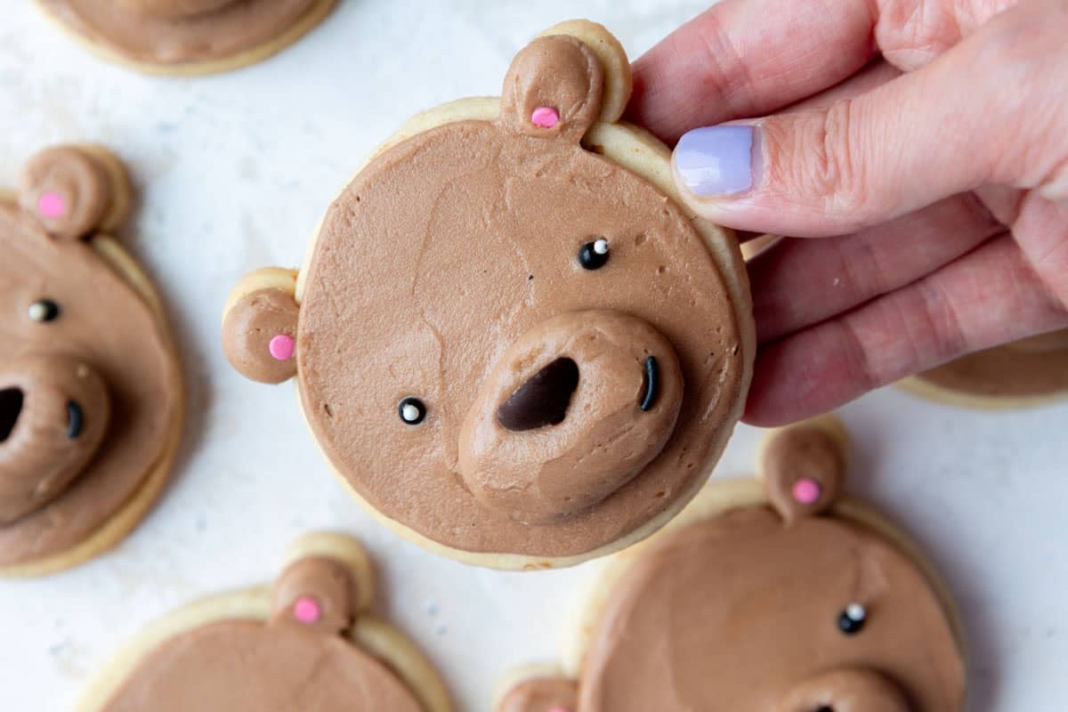 Teddy Bear Cookies with Chocolate Buttercream