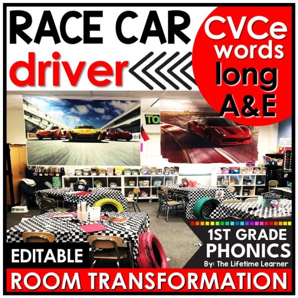 1st Grade Race Car Classroom Transformation CVCe Words Long A & E - The ...