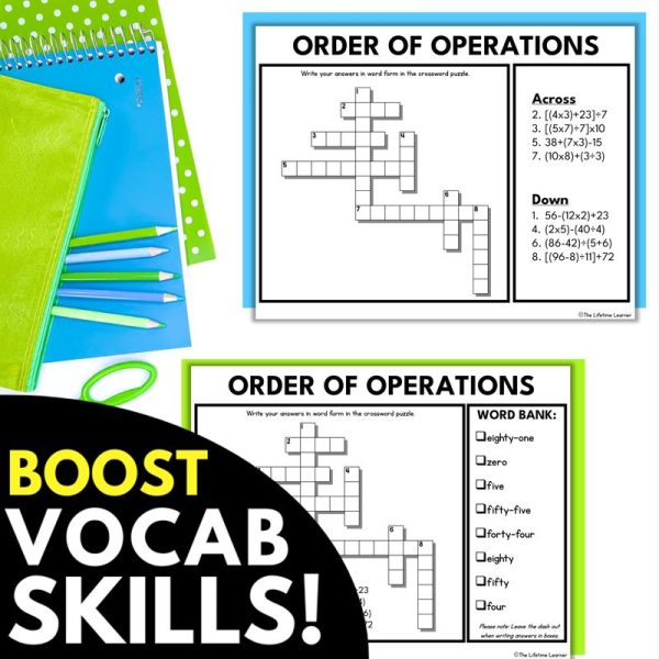 5th Grade Math Crossword Puzzles | Hands On Math Activities