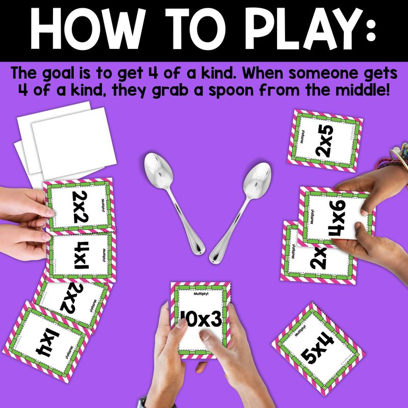 Multiplication Facts Math Spoons Card Game | Fun Review Activity