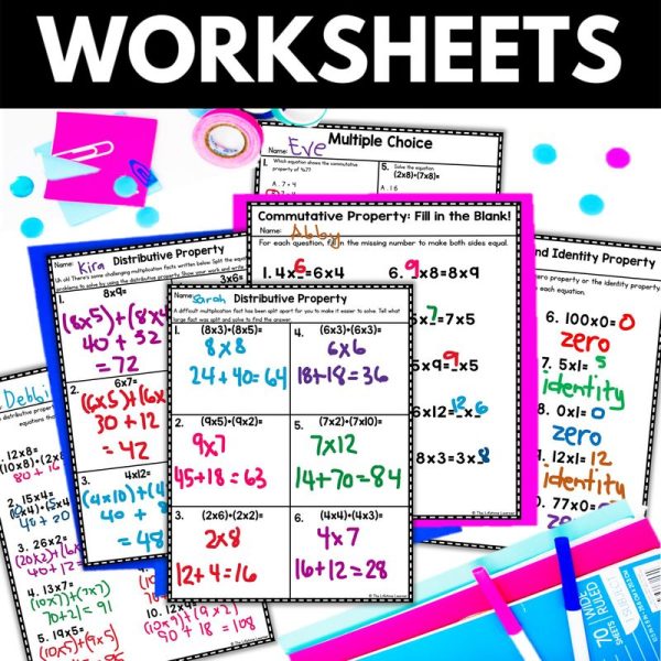 Multiplication Properties Worksheets | 3rd Grade Math Unit