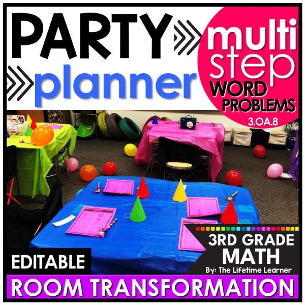 3rd Grade Two Step Word Problems Party Room Transformation - The ...