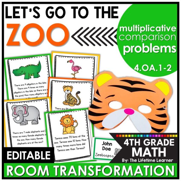 4th Grade Multiplicative Comparison Problems Zoo Room Transformation ...