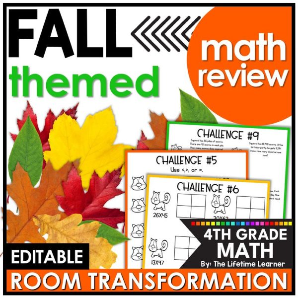 4th Grade Math Review Fall Room Transformation - The Lifetime Learner