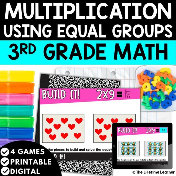 Multiplication Using Equal Groups 3rd Grade Math Task Cards