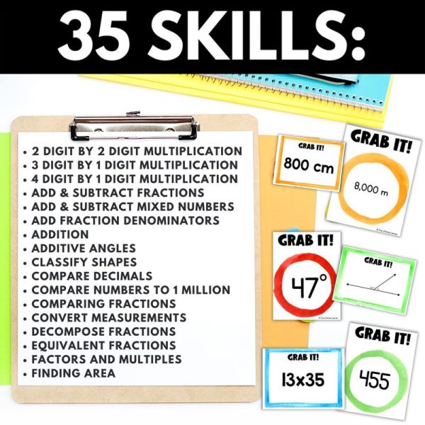 4th Grade Grab It Math Card Games