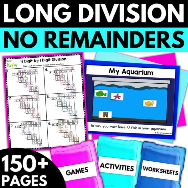 4th Grade Long Division No Remainders Worksheets | Math Unit