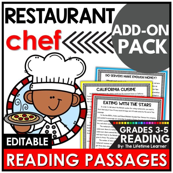 Restaurant Reading Comprehension Passages Add On Pack - The Lifetime ...