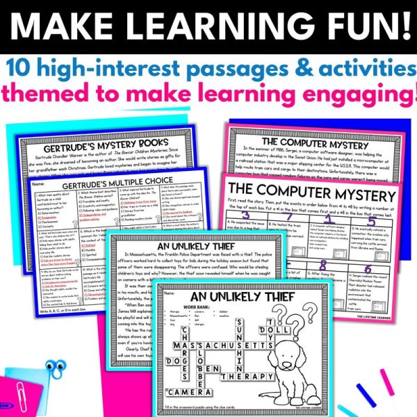 Detective Reading Comprehension Passages Add On Pack - The Lifetime Learner