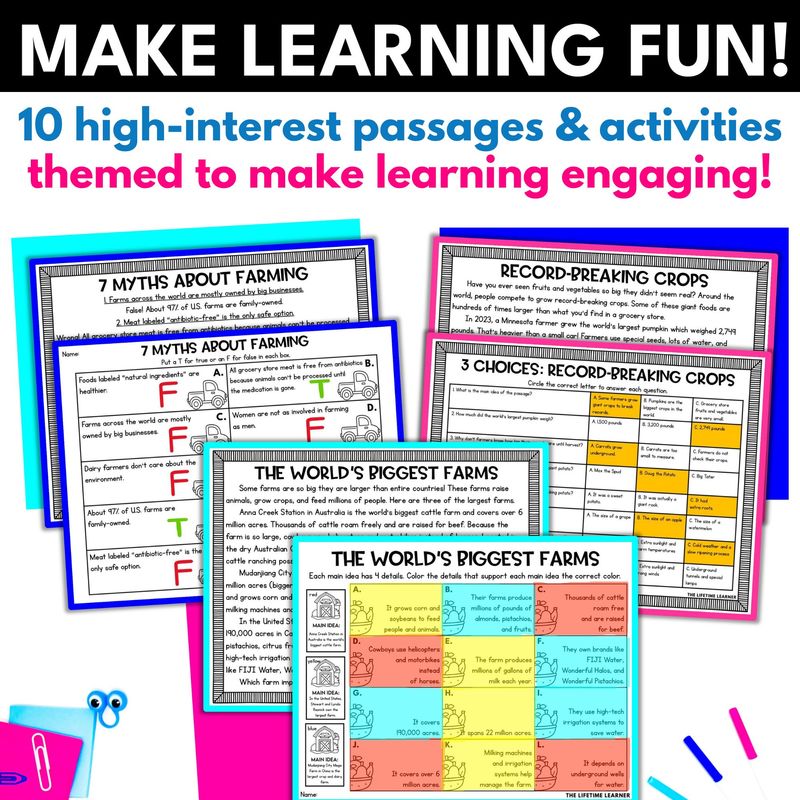 Farmer Reading Comprehension Passages Add On Pack - The Lifetime Learner