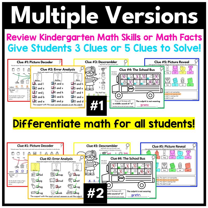 Back to School Math Mystery 1st Grade | Math Review