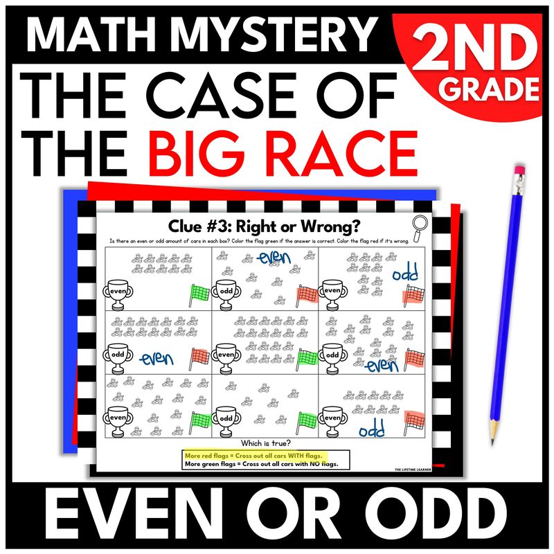 Race Car Math Mystery 2nd Grade | Even & Odd Numbers