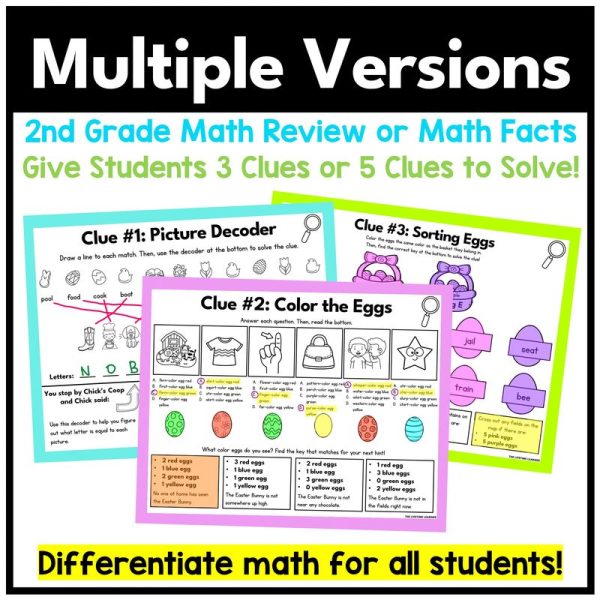 Easter Math Mystery 2nd Grade | Math Review