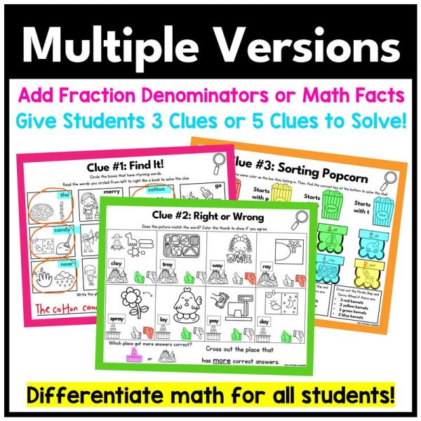 Theme Park Math Mystery 4th Grade | Add Fractions with 10 and 100