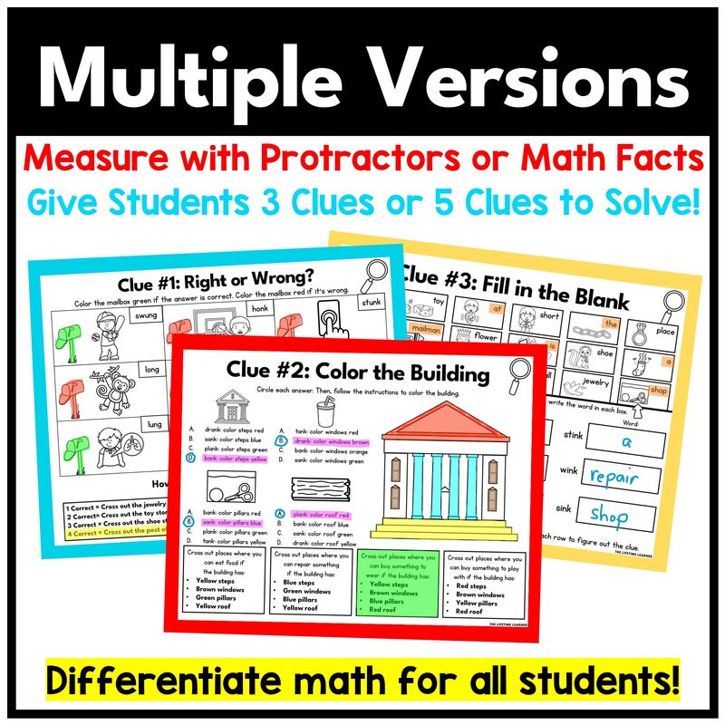 Mail Math Mystery 4th Grade | Measure Angles with Protractor