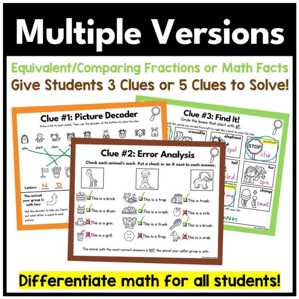 Safari Math Mystery 3rd Grade | Comparing Fractions
